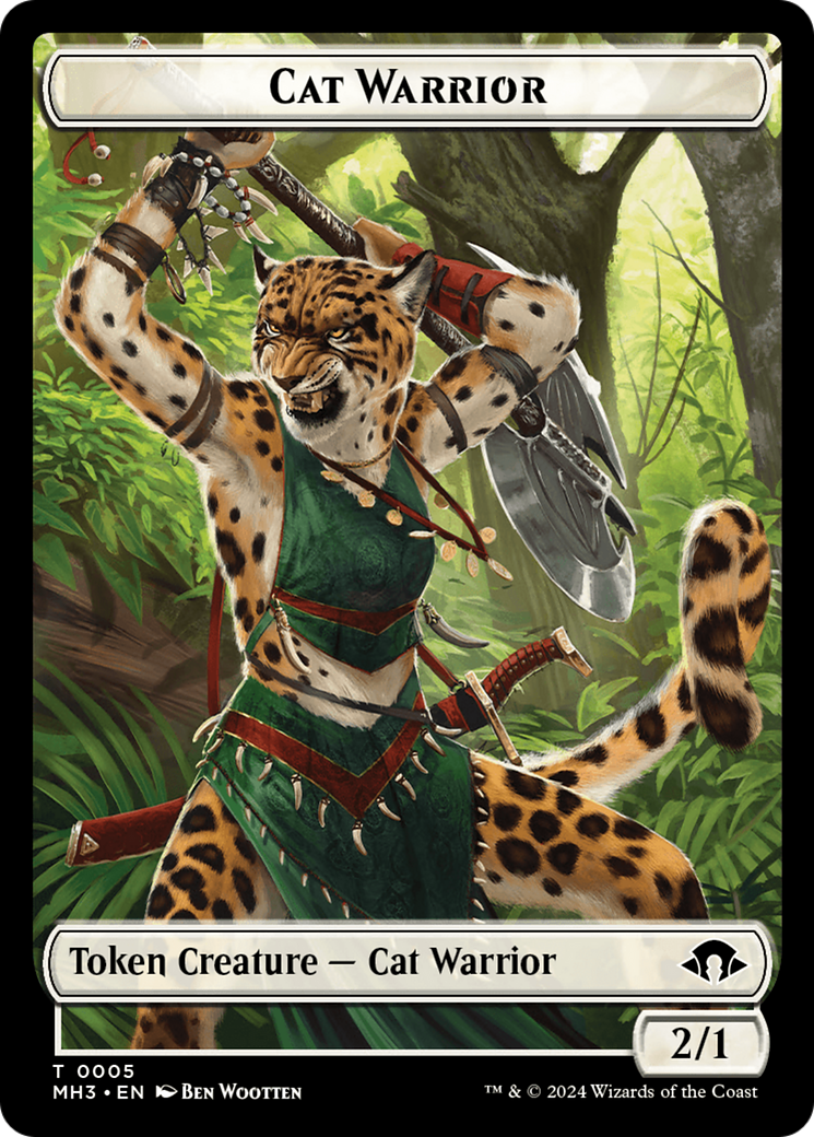 Cat Warrior // Energy Reserve Double-Sided Token [Modern Horizons 3 ...