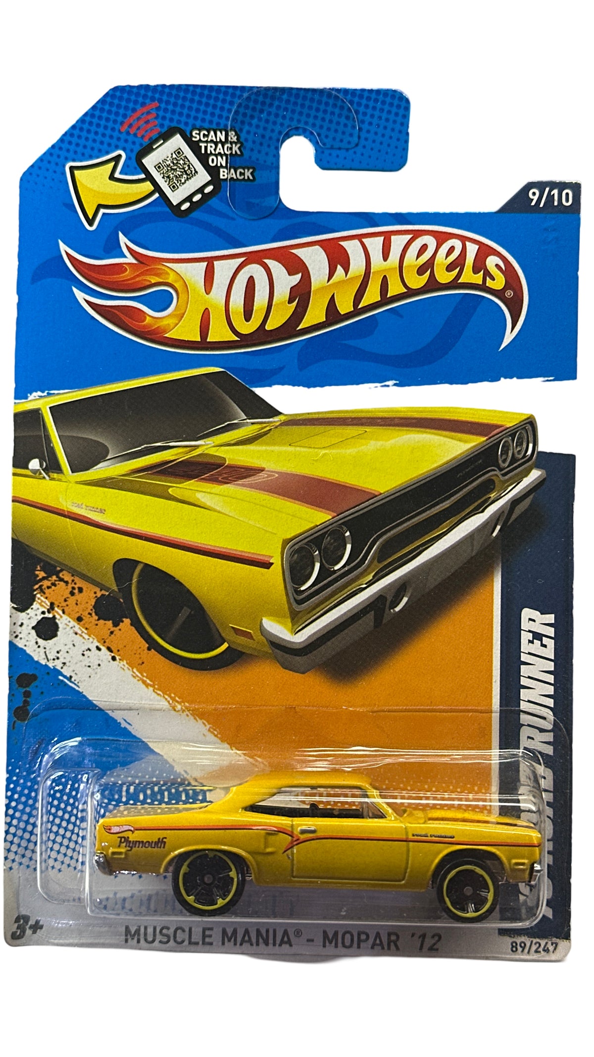 Hot Wheels Muscle Mania Mopar 12 Yellow 70 Road Runner Toy Car 89/247 ...