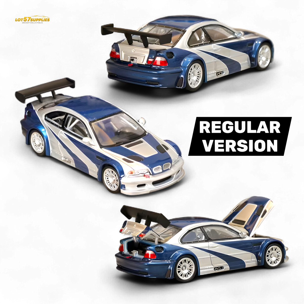 (Pre-Order) Ghost Player BMW E46 M3 GTR Silver Blue 1:64 | Shop Retro ...